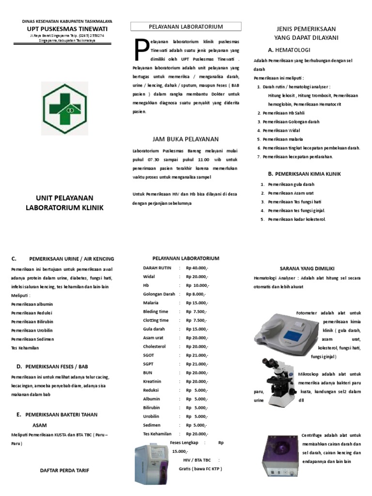 Brosur Pelayanan Laboratorium Tinewati | PDF