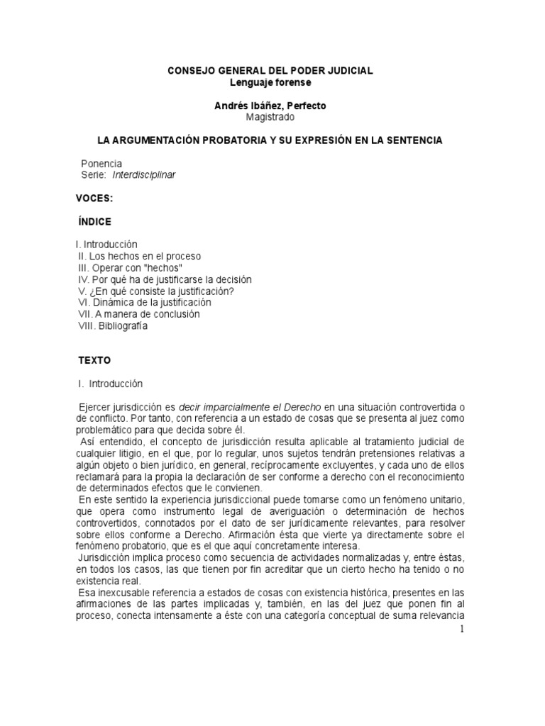 La Argumentacion Probatoria y Su Expresion en La Sentencia | PDF | Evidencia (ley) | Verdad