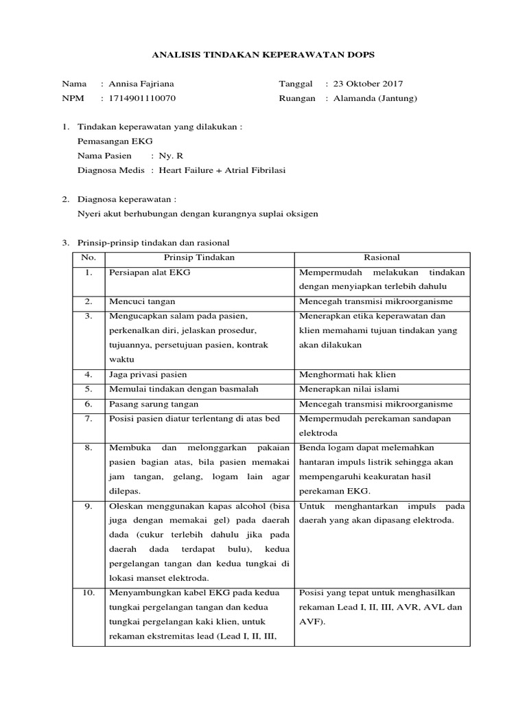 Analisis Tindakan Keperawatan Dops Ekg | PDF