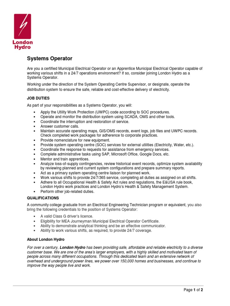Systems Operator: Job Duties | PDF | Accessibility | Occupational ...