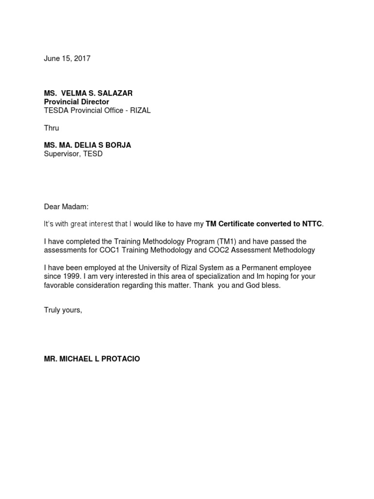 Letter Tesda | PDF | Business