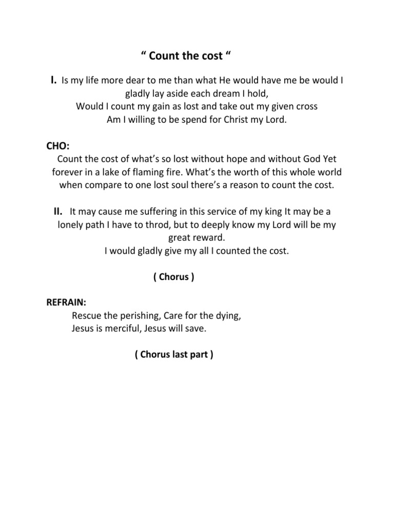 " Count The Cost ": Refrain | PDF