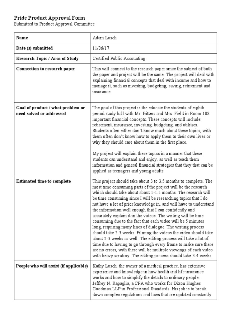 Product Approval Form | PDF | Screenshot | Insurance