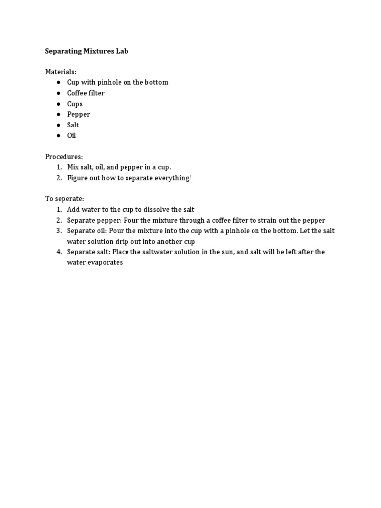 Mixture Separation and Chromatography Labs | PDF