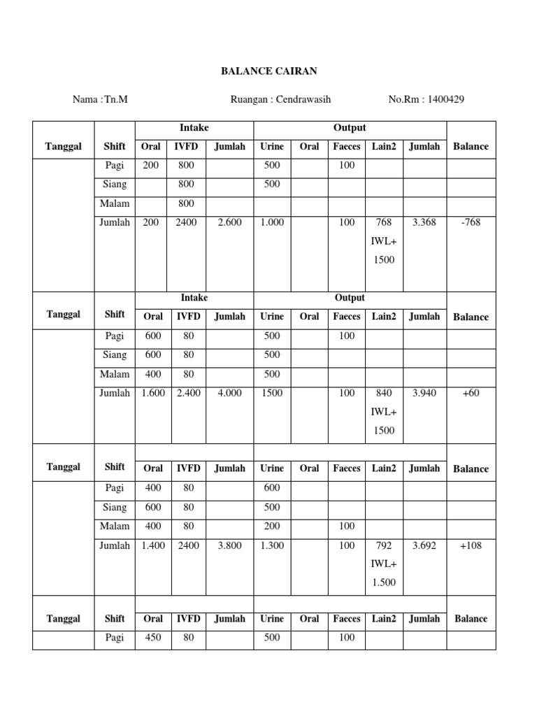 Format Balance Cairan Fix | PDF
