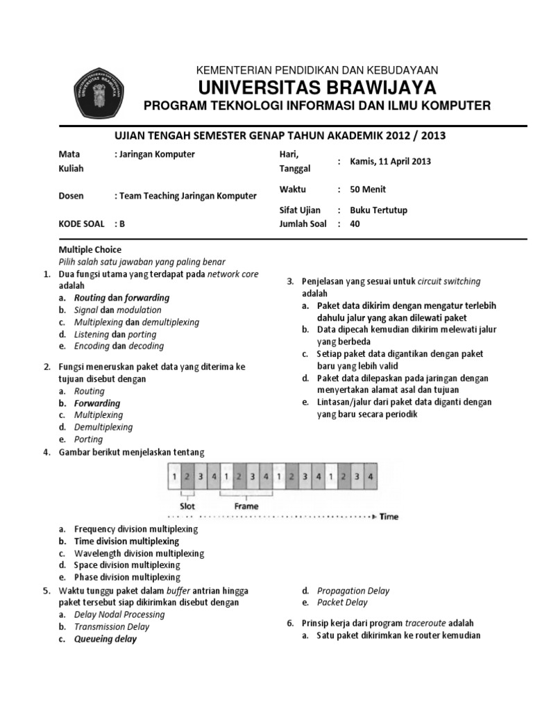 Soal UTS Jarkom B | PDF