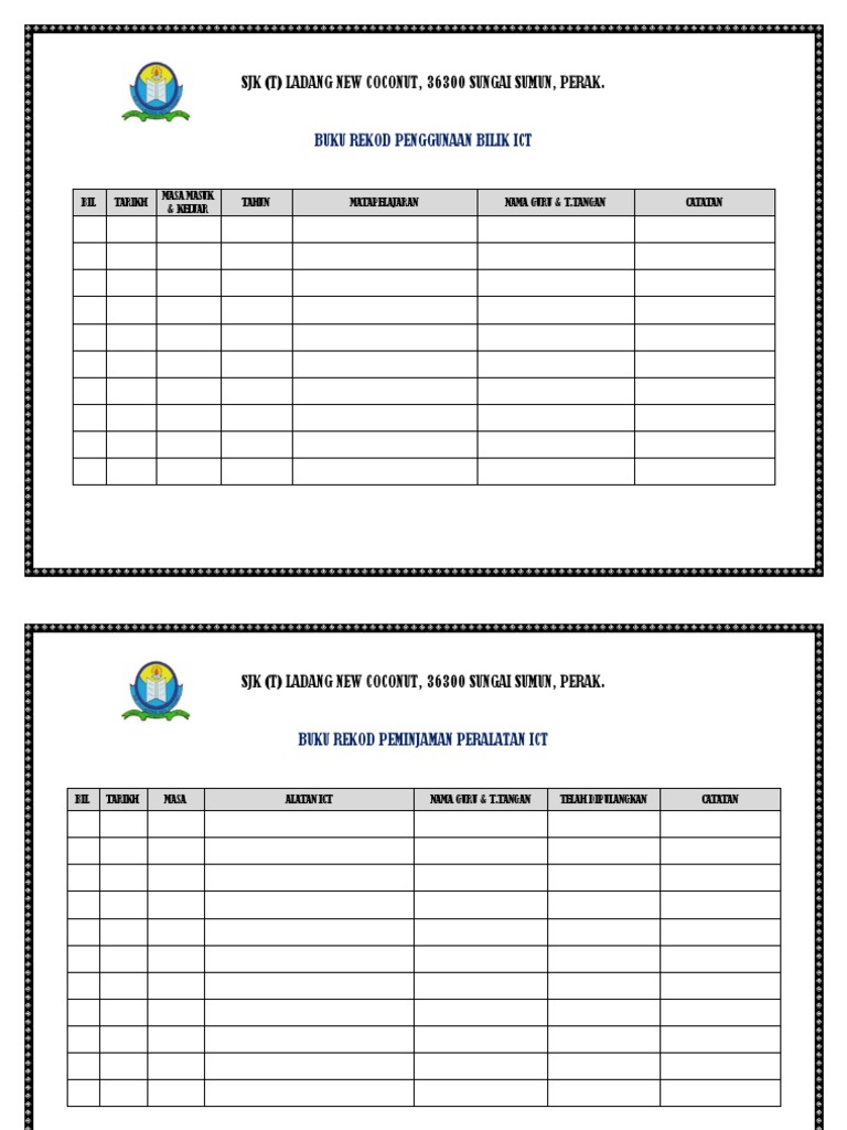Buku Rekod Penggunaan Bilik Ict | PDF
