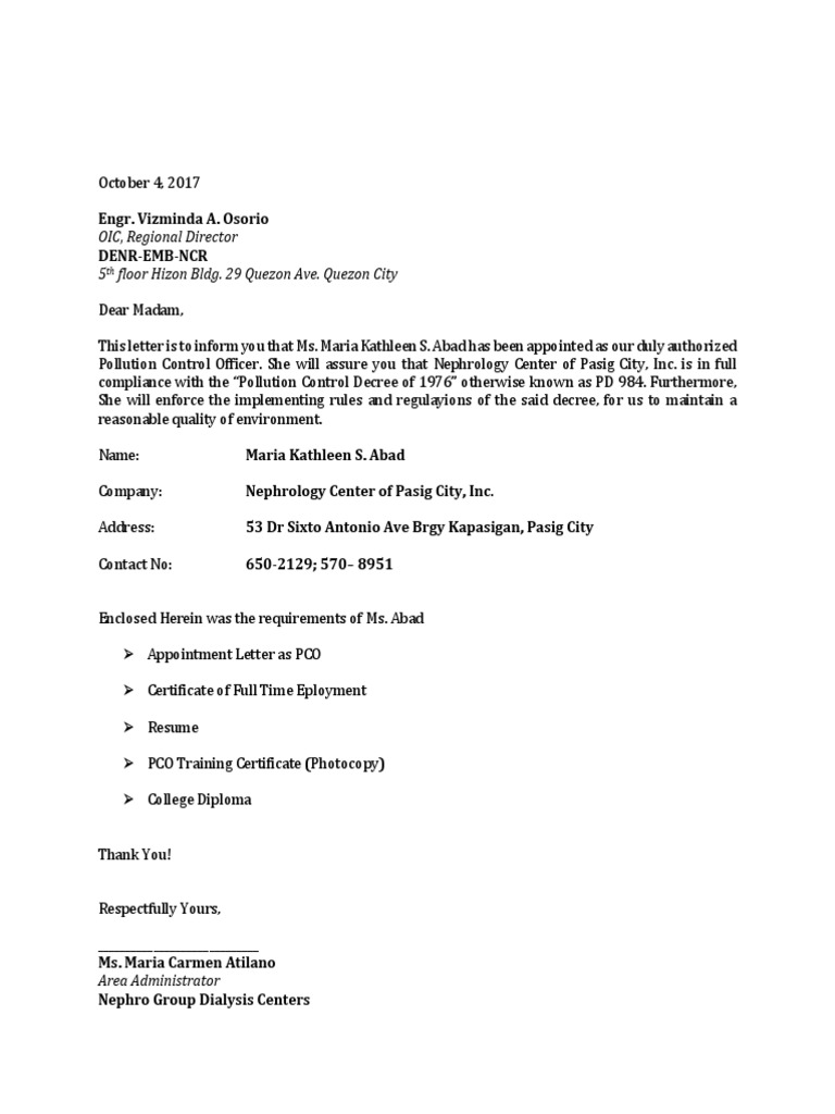 Pco - Request Letter For Accreditation | PDF