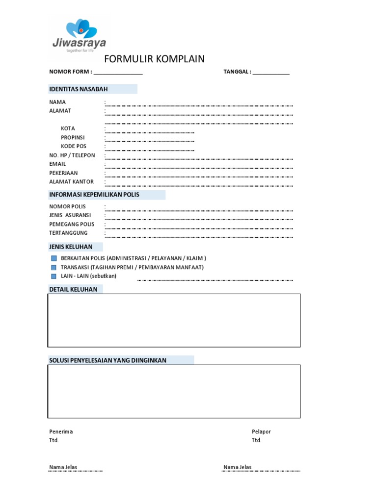 Form Komplain | PDF