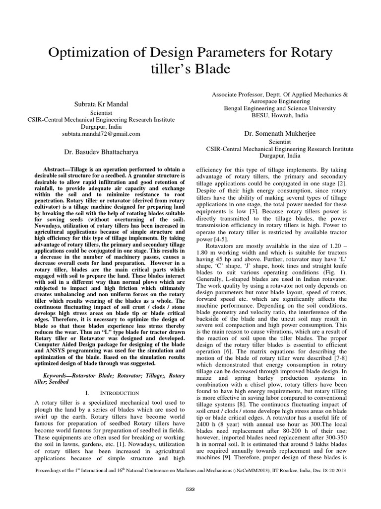 Rotovator Blade Design | PDF | Tillage | Strength Of Materials