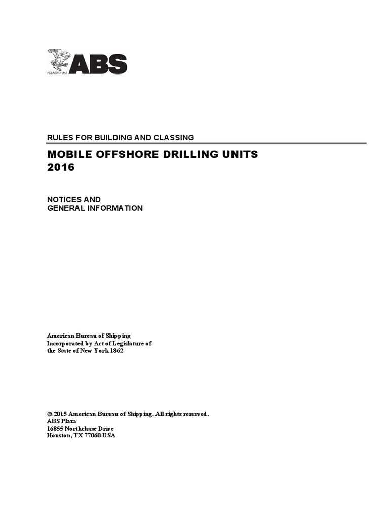 Mobile Offshore Drilling Units 2016: Rules For Building and Classing | Download Free PDF ...
