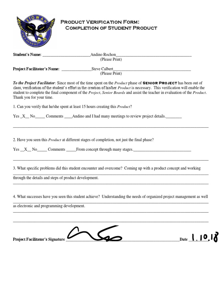 17-18 Senior Project Product Verification - Andino Rochon | PDF