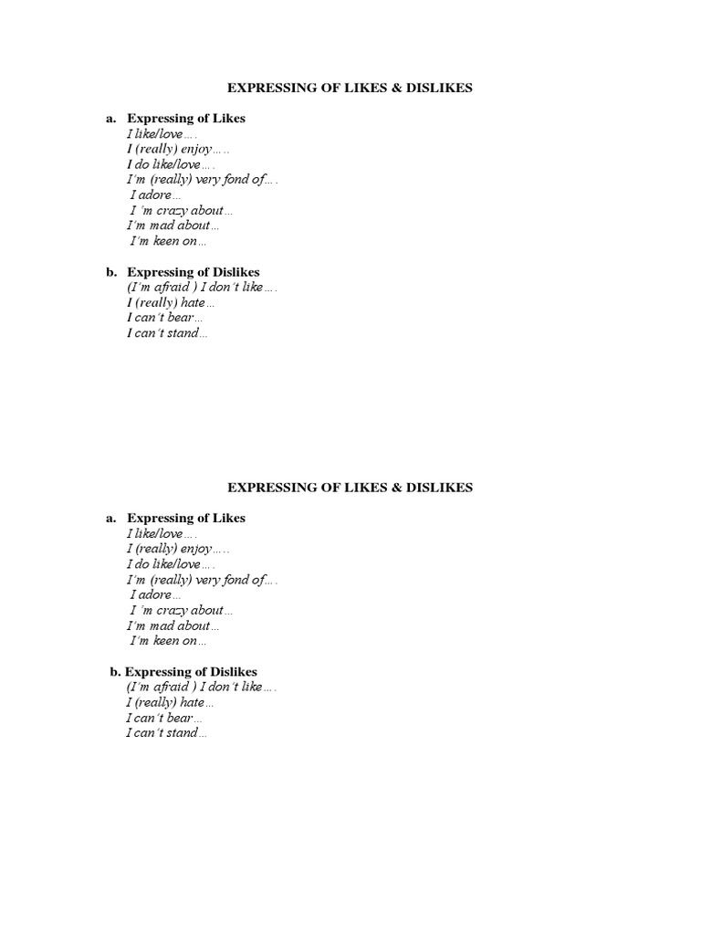 Expressing Likes & Dislikes Guide | PDF | Foreign Language Studies | Art
