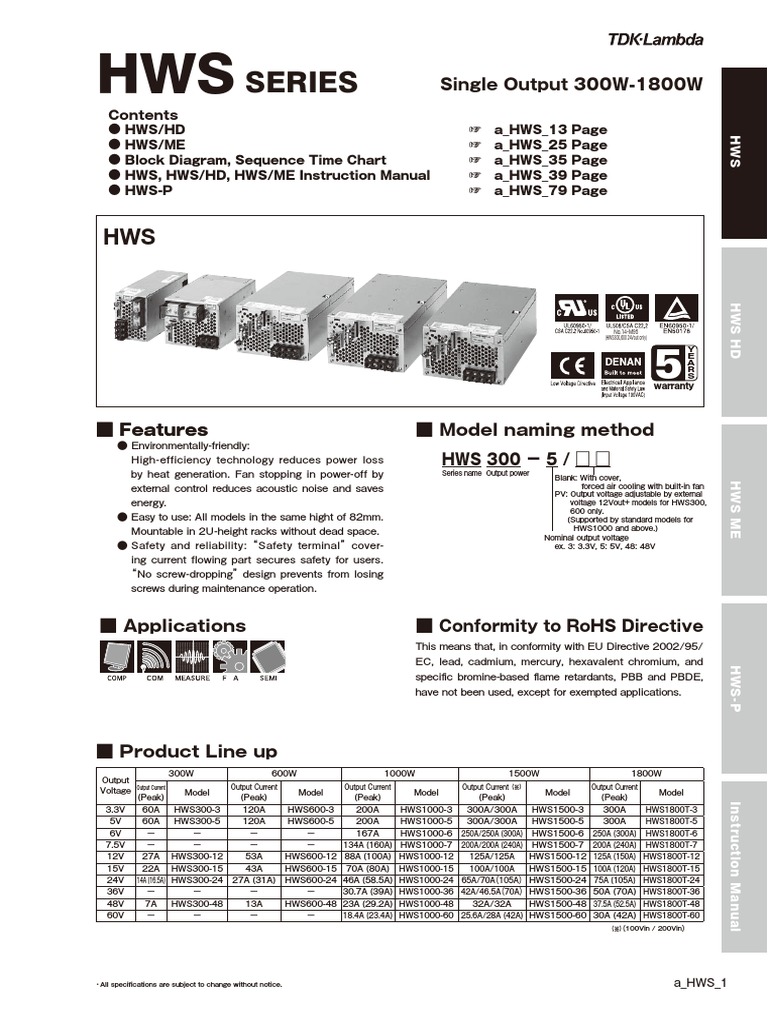 Hws-Power Supply | PDF | Electrical Engineering | Manufactured Goods