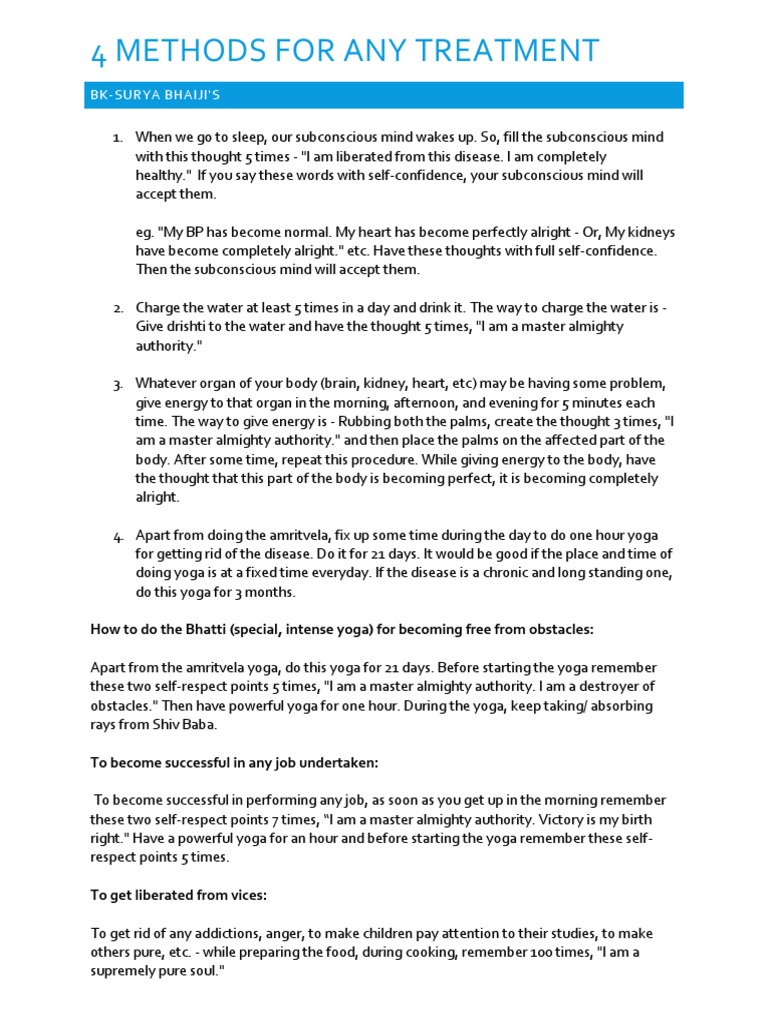 4 Methods For Any Treatment | PDF | Wellness | Medical