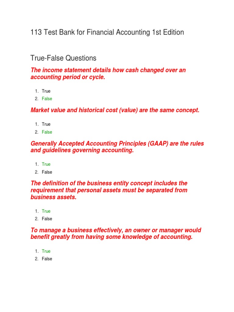 Financial Accounting Test Bank Overview | PDF | Retained Earnings ...