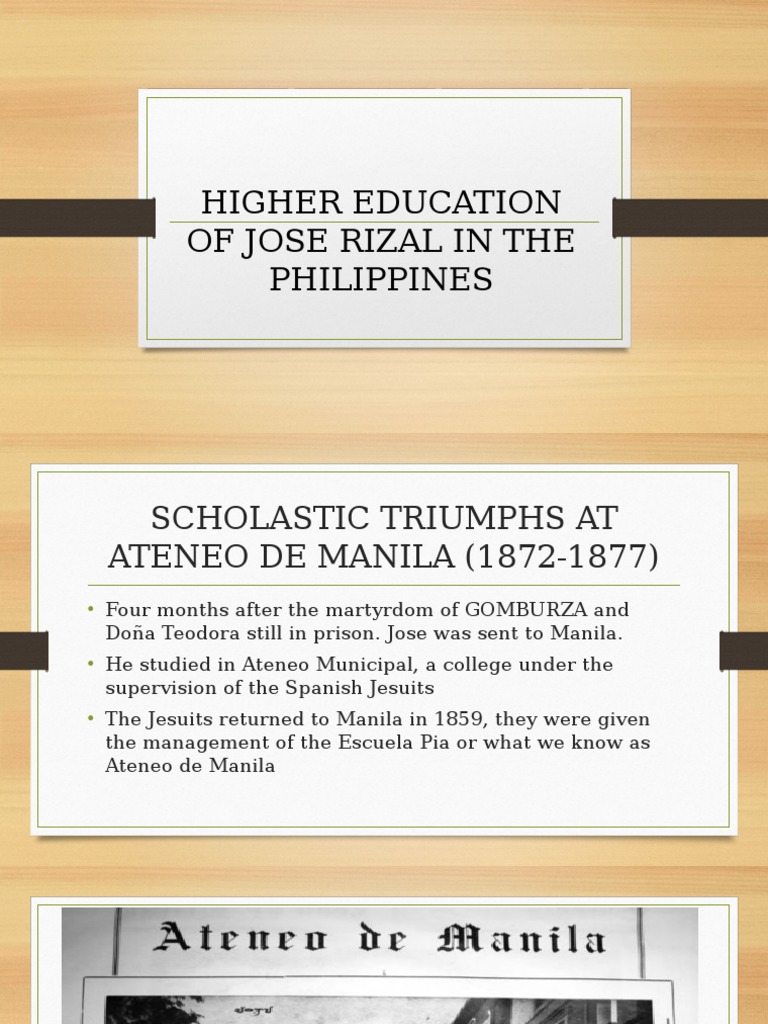 Higher Education of Jose Rizal in The Philippines | PDF | Manila ...