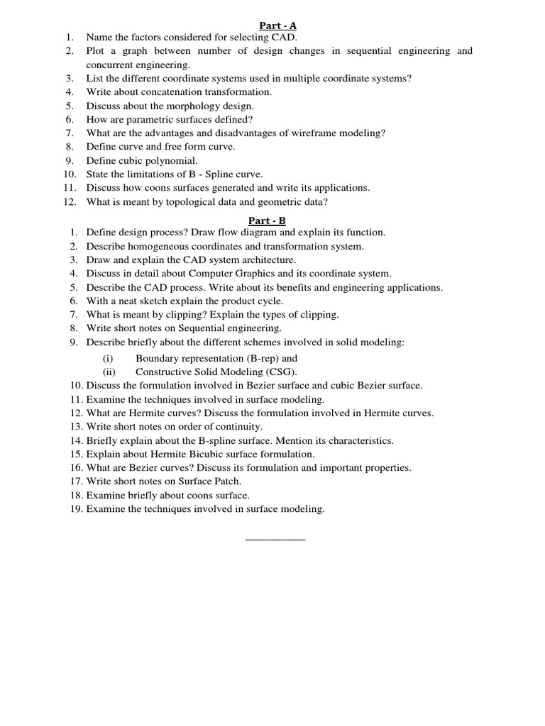 Cad Important Questions | PDF