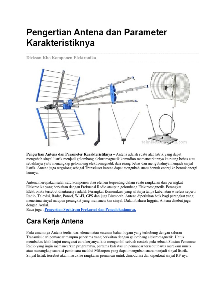 Pengertian Antena Dan Parameter Karakteristiknya | PDF
