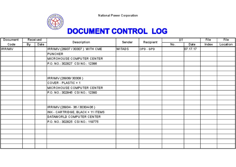 Document Received Description Sender Recipient DT File File Code by ...