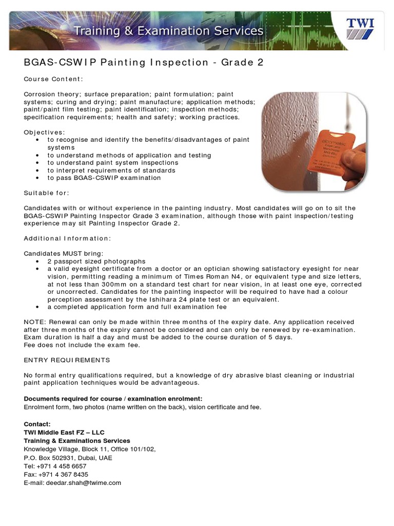BGAS Painting Inspector Grade 2 | PDF | Business | Technology & Engineering
