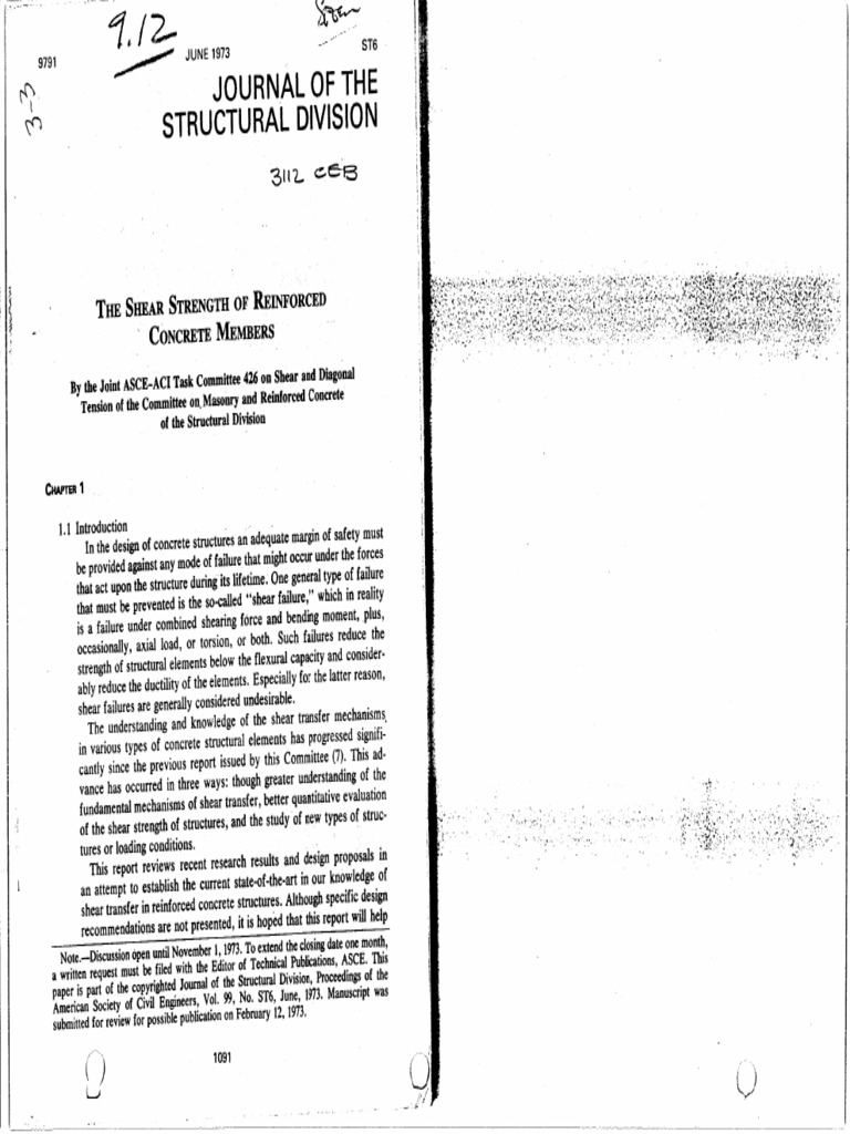ACI-ASCE Committee-426 The Shear Strength For Reinforced Concrete ...