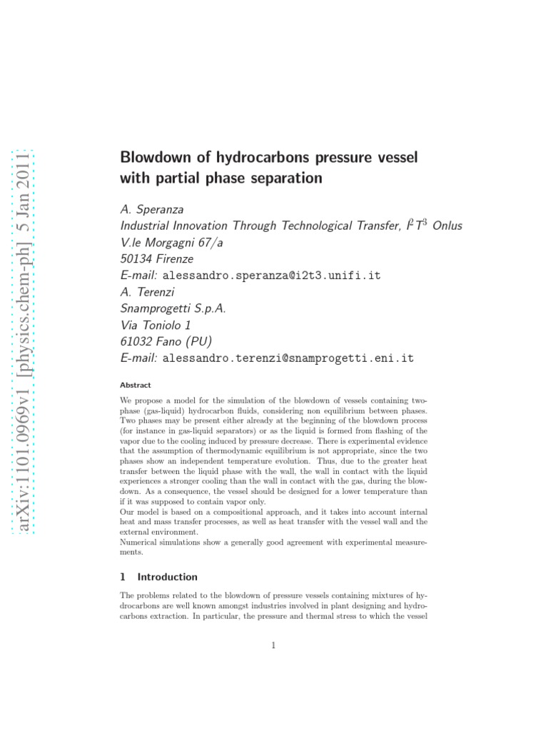 Pressure vessel blowdown simulation | PDF | Phase (Matter) | Temperature