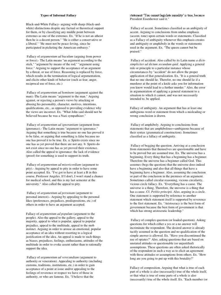 Overview of Informal Fallacies | PDF | Fallacy | Argument