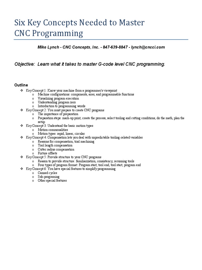 Six Key Concepts Needed To Master CNC Programming | PDF | Numerical Control | Machining