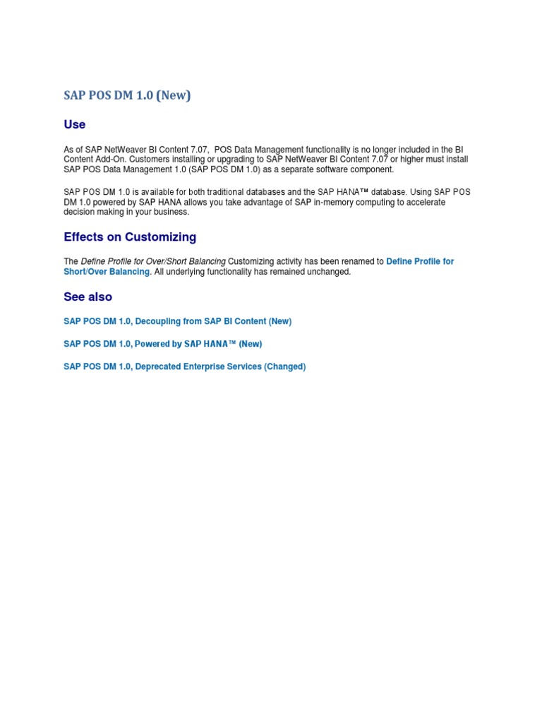 Release Notes SAP POS DM 10 SP01 (English) | PDF | Sap Se | Point Of Sale