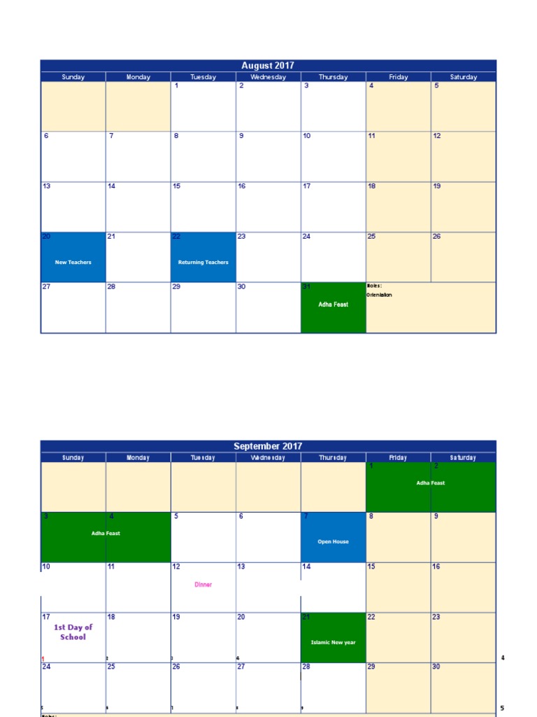 2017 - 2018 Calendar | PDF | Academic Term | Traditions