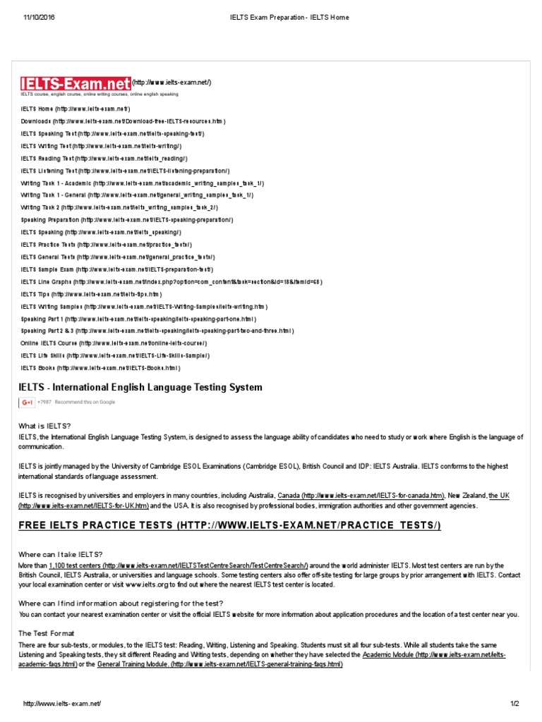 Ielts Exam Preparation Ielts Home Pdf Pdf International English