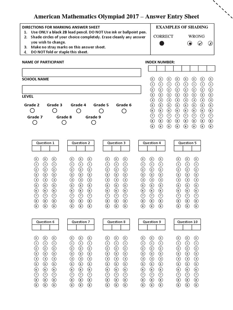 Amo 2017 Aes Grade | PDF | Stationery | Writing Implements