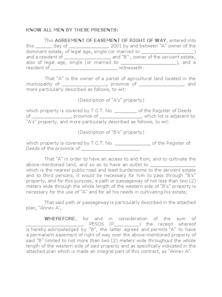Easement - Row | PDF | Land Lot | Easement