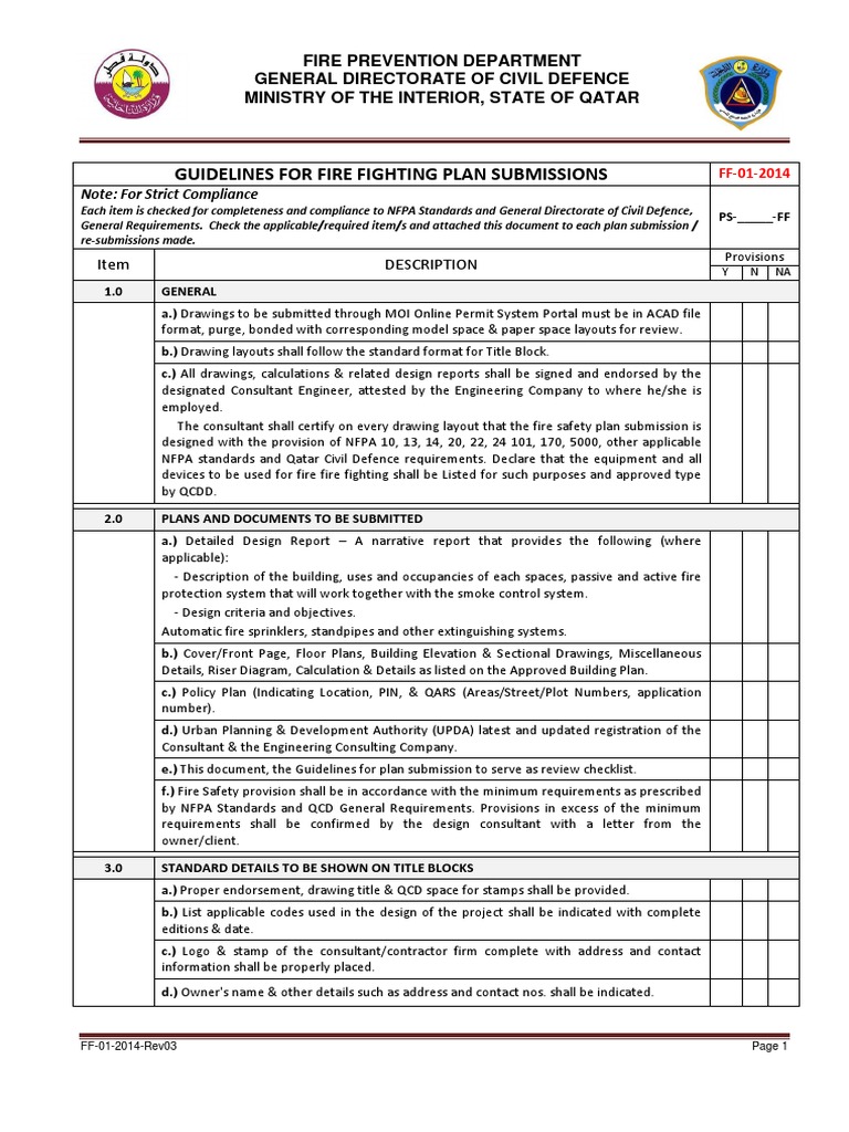 Fire Fighting Plan Submission Guidelines | PDF | Fire Sprinkler System ...