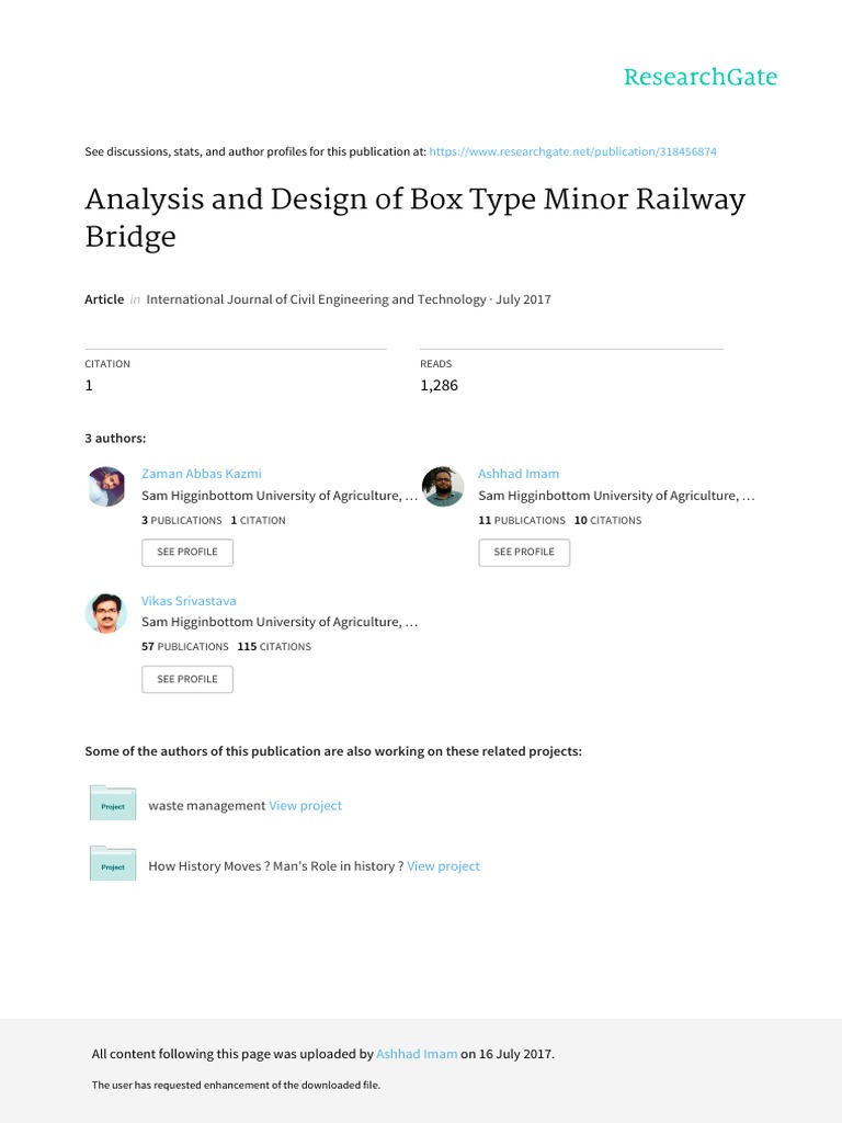 Analysis and Design of Box Type Minor Railway Bridge | PDF | Bending ...
