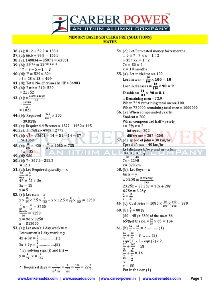 Maths Memory Based Solutions | PDF | Economics | Teaching Mathematics