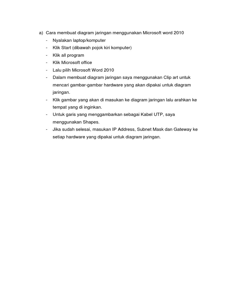 Cara Membuat Diagram Jaringan Menggunakan Microsoft Word 2010 | PDF