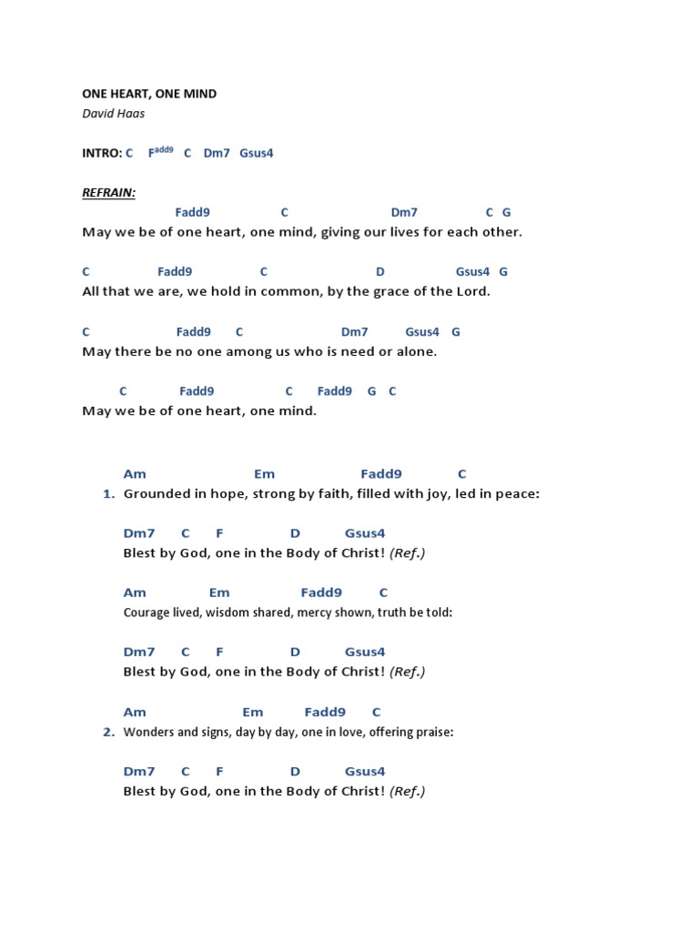 One Heart One Mind Chords