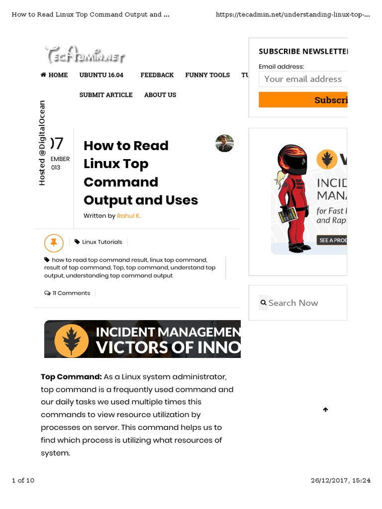 How To Read Linux Top Command Output And Uses Your Email Address Subscribe Pdf Central