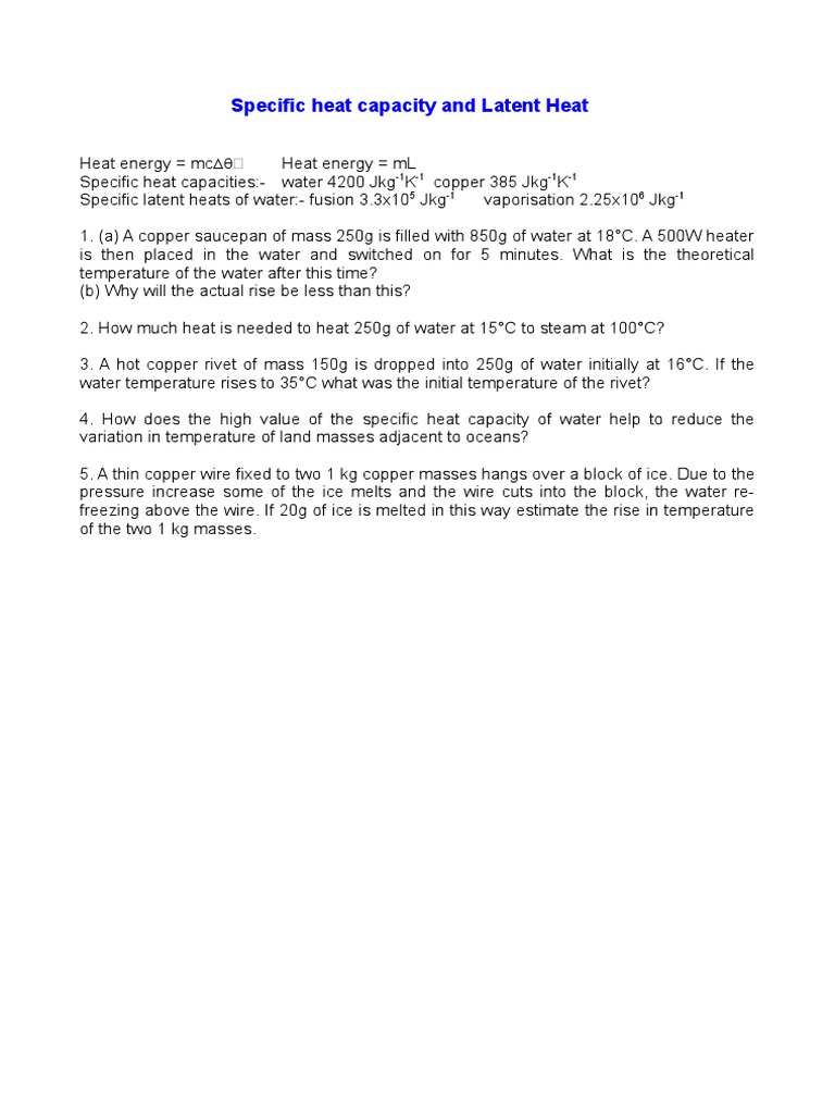Specific and Latent Heat | PDF