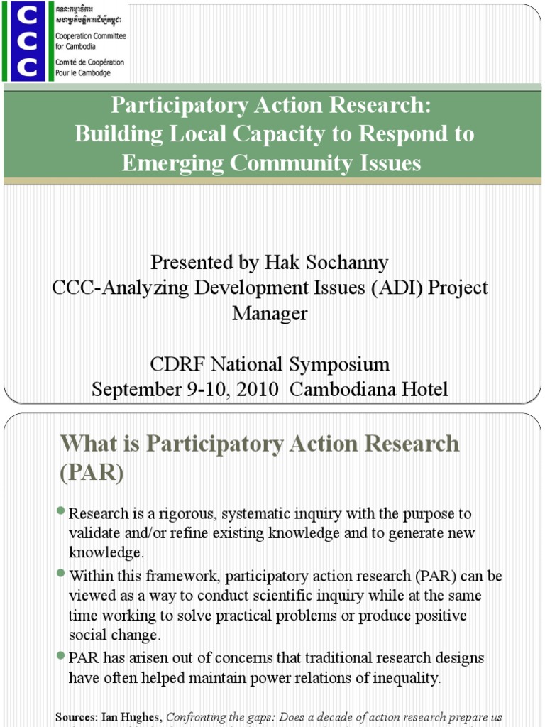 Participatory Action Research: Building Local Capacity To Respond To ...