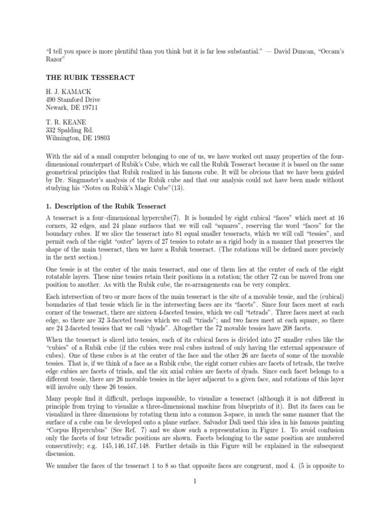 Tesseract | PDF | Cartesian Coordinate System | Rotation