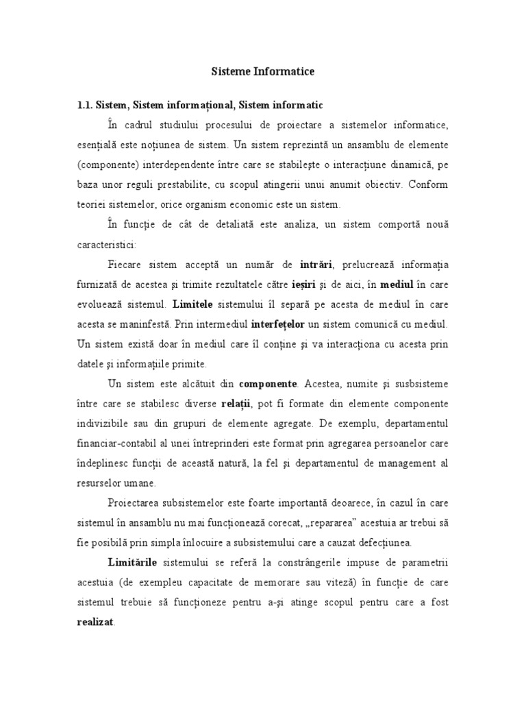 Proiectarea Sistemelor Informatice PDF | PDF