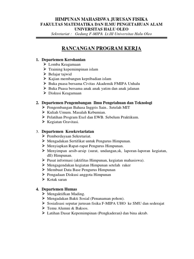 Rancangan Program Kerja | PDF | Karier & Perkembangan