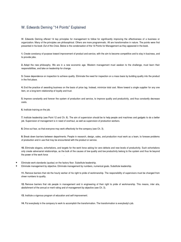 Deming 14 Principles | Quality (Business) | Leadership