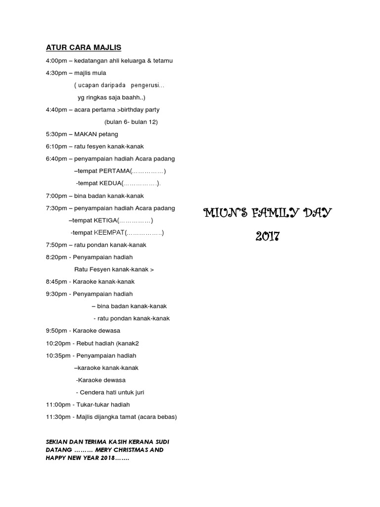 Family Day Atur Cara | PDF
