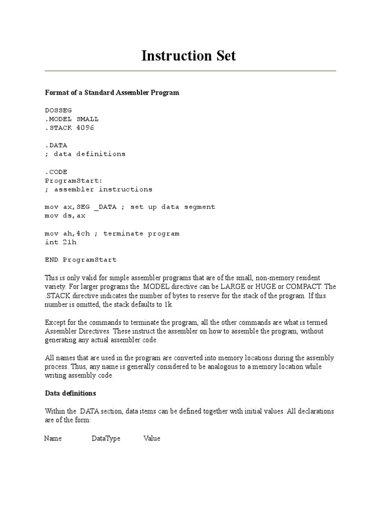 Instruction Set Imp | PDF | Subroutine | Assembly Language