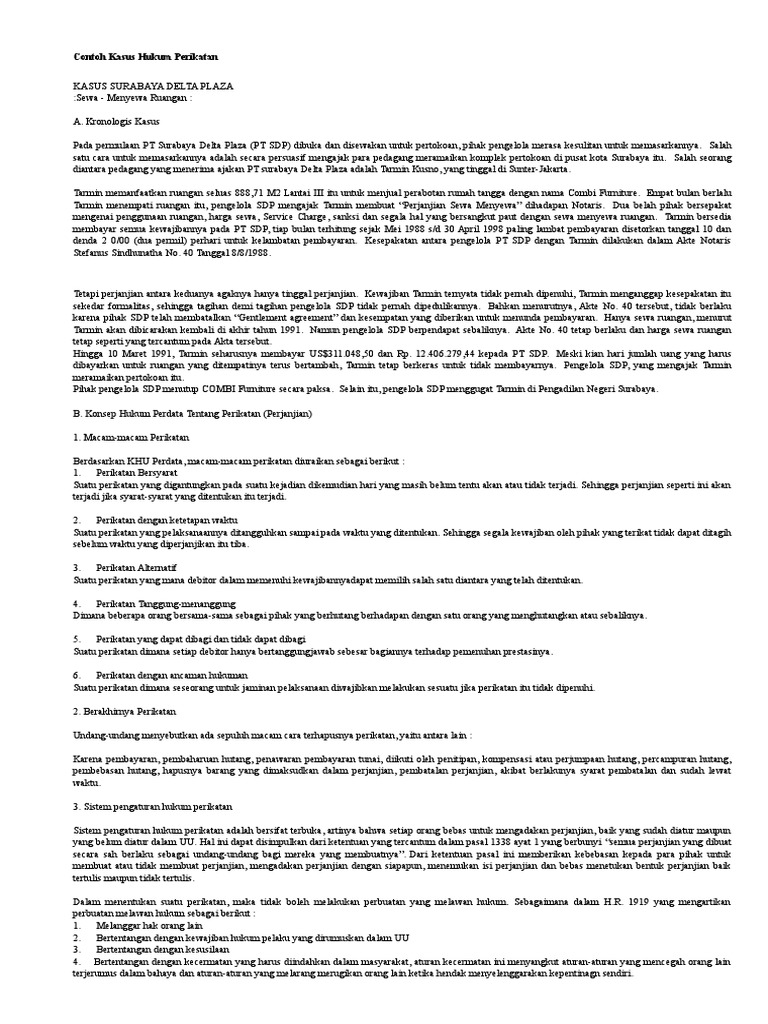 Contoh Kasus Hukum Perikatan | PDF
