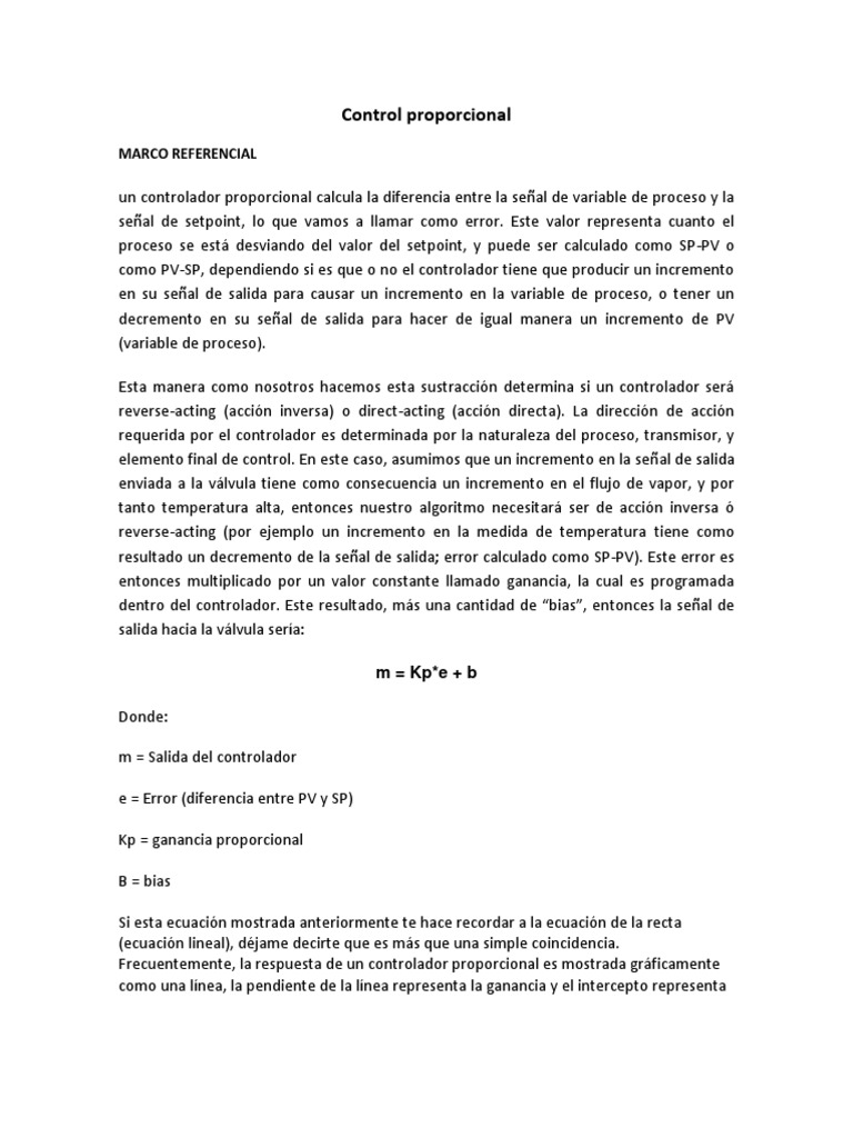 Control Proporcional | Descargar gratis PDF | Ecuaciones | Matemáticas ...